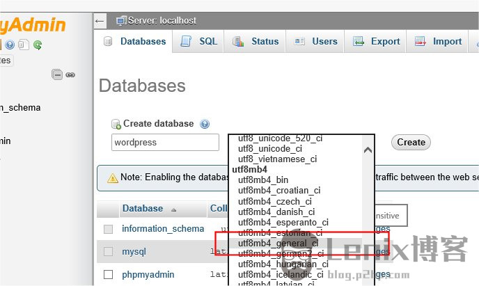 phpMyAdmin_create_database_4.4 | Lenix Blog